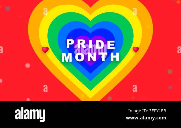 A vibrant animated graphic featuring a pulsing rainbow heart shape with ...