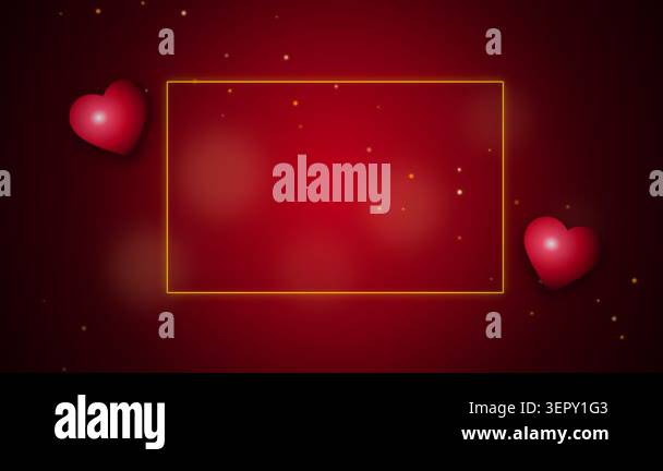A romantic red background featuring floating hearts and a glowing ...
