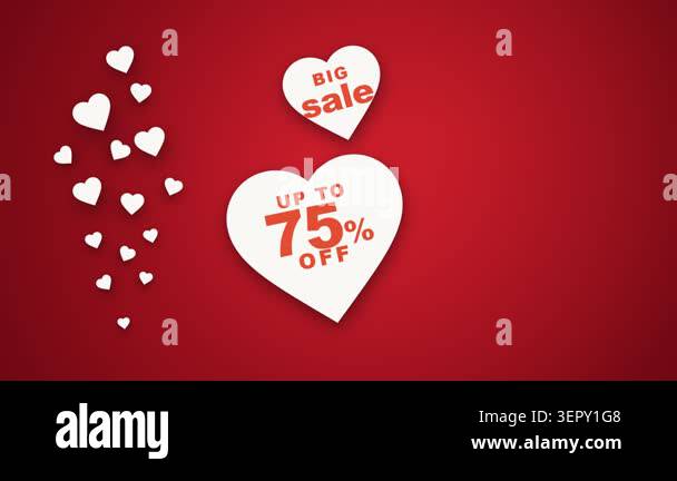 A creative promotional background featuring white heart shapes on a ...