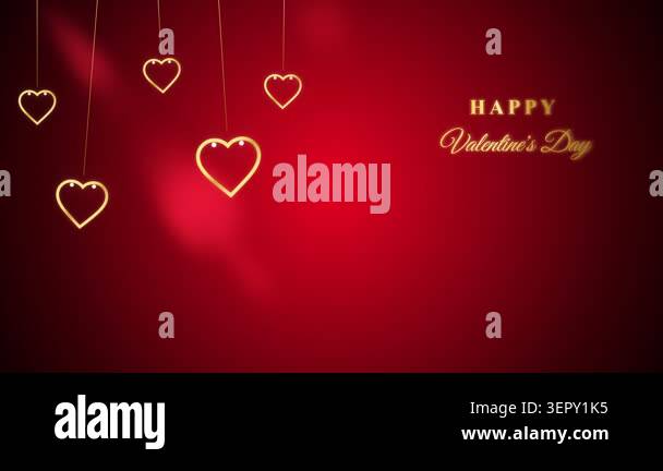 A festive Valentines Day background featuring elegant hanging golden ...