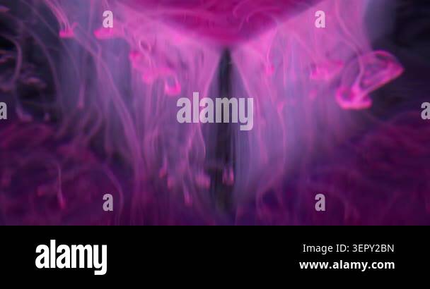 Geometric ink splash. Fume flow. Defocused pink neon purple colorful ...