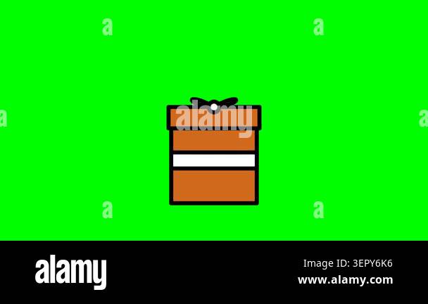 Orange gift box opening on a green screen background Stock Video ...