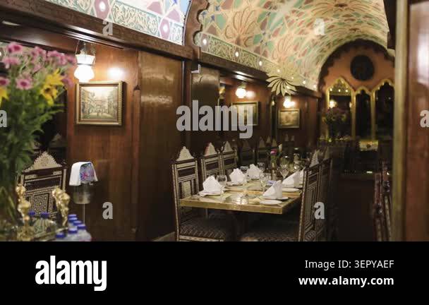 Slow motion 4K video of a traditional restaurant interior in Cairo ...