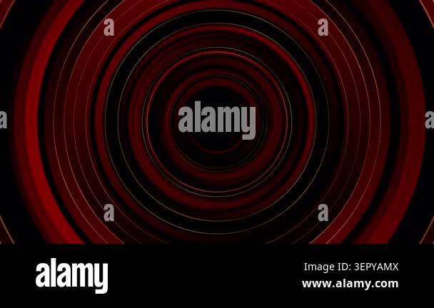 Abstract geometric red circles and golden linear rings on dark ...