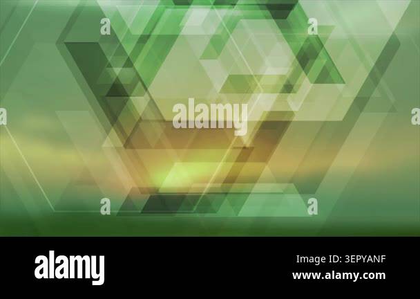 Glossy green yellow low poly abstract tech geometric background ...