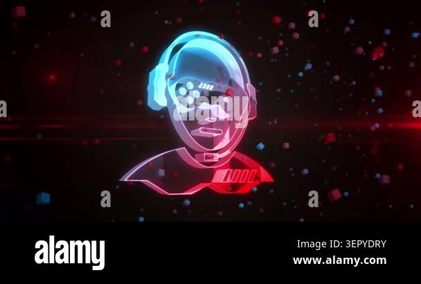 Gamer and video game player symbol digital abstract concept holographic ...