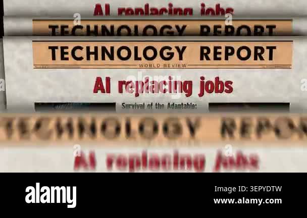 Ai replacing job vintage news and newspaper printing. Abstract concept ...