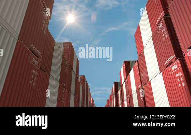 Peru export production and import cargo containers in row seamless and ...
