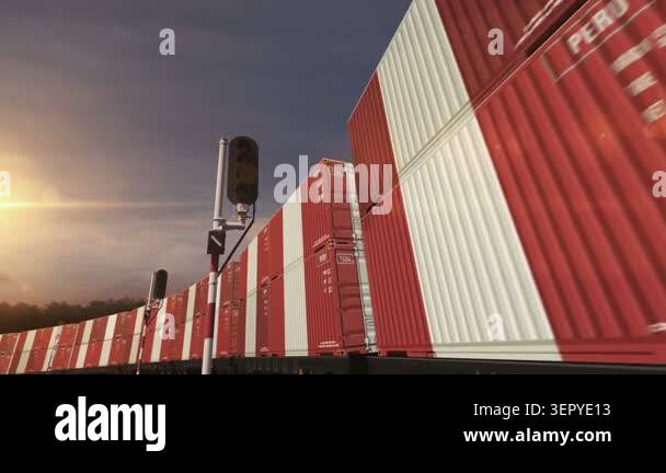 Peru export production and import containers on a railway freight ...