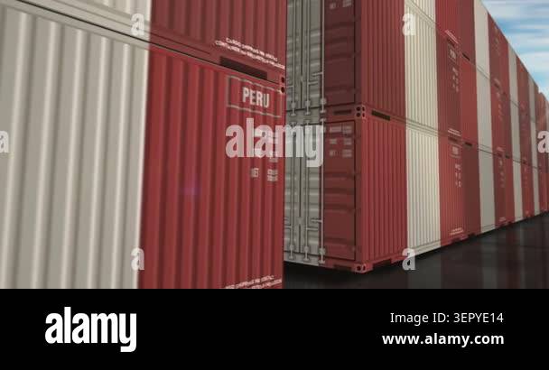 Peru export production and import cargo containers in row seamless and ...