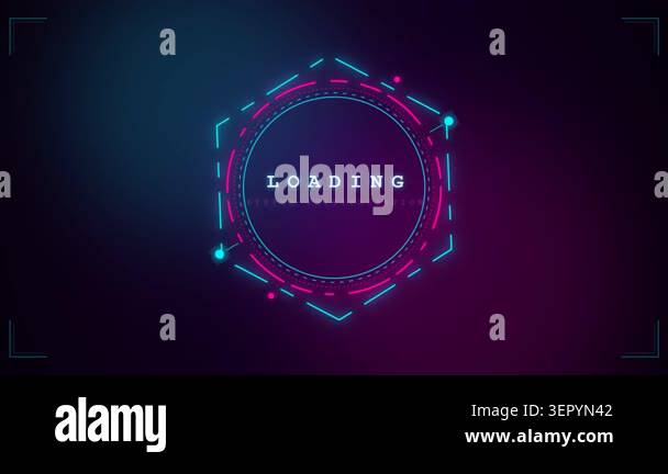 Abstract digital loading screen with a futuristic circular interface ...