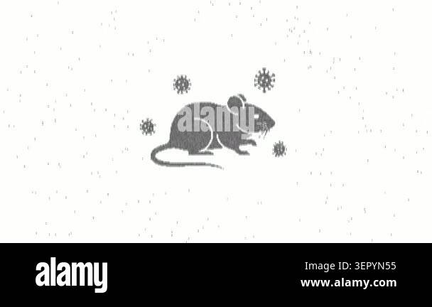 Grainy retro animation showing a rat surrounded by hantavirus particles ...