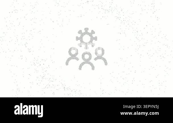 A monochrome storyboard animation of a hantavirus particle The visual ...