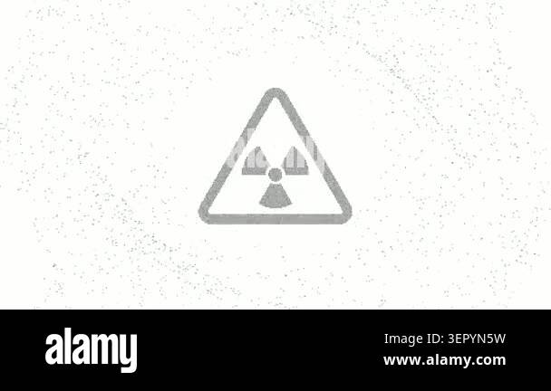 Minimalist black and white grainy animation of a radiation hazard ...