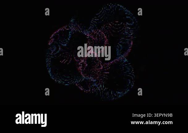Dynamic animation featuring glowing neon pink and blue particles ...