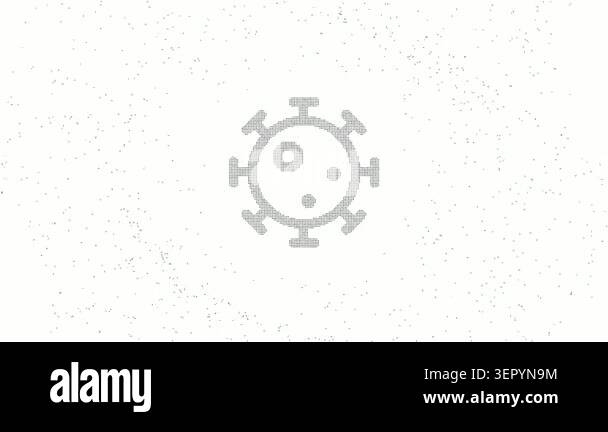 Stylized black and white animation of a hantavirus particle moving ...