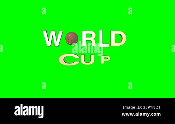 3D animated gold world cup text with a football replacing the letter O ...