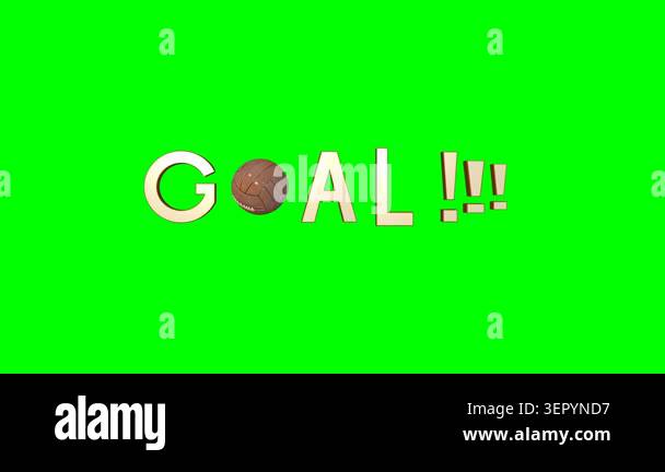 3D gold letters spelling GOAL rotate on a chroma key green screen with ...