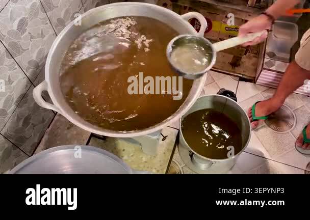 Boiling Coconut Water to Make Vla Kelapa. Traditional Indonesian ...