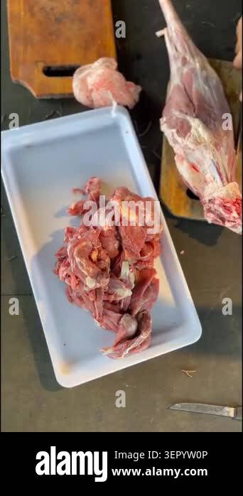 raw pork ribs cooking in kitchen Stock Video Footage - Alamy