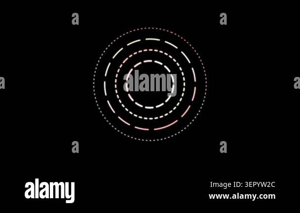 This dynamic abstract animation features multiple concentric dashed ...