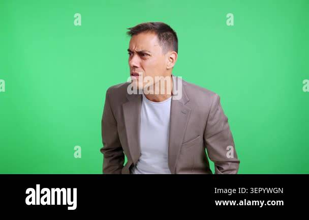 Upset man expressing disapproval and disagreement with a negative ...