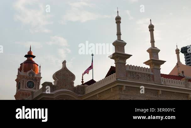 Historic Sultan Abdul Samad Building with the Malaysian flag waving in ...