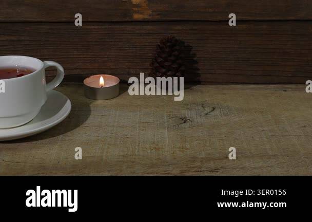 Homemade butter bread served on wooden table with hot morning coffee ...