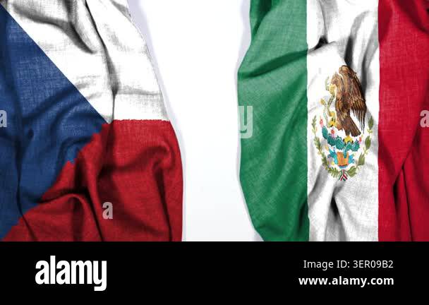 Czech Republic and Mexico two flags textile cloth, fabric texture Stock ...