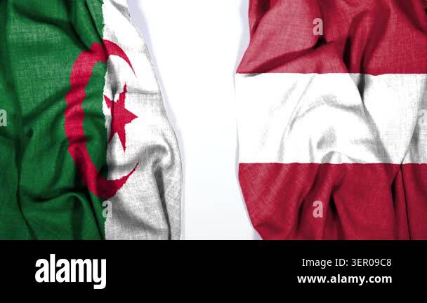 waving national colorful flag of austria and national flag of algeria ...