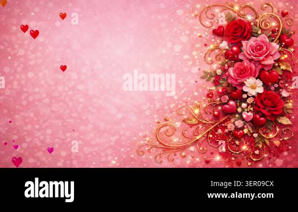 A romantic animation where glowing love hearts bloom and rise from the ...