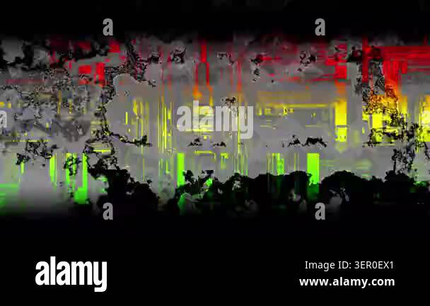 Vibrant colorful VHS glitch background. Distorted analog tape signal ...