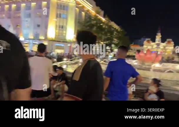 A collection of city scenes filmed from a sightseeing bus traveling ...