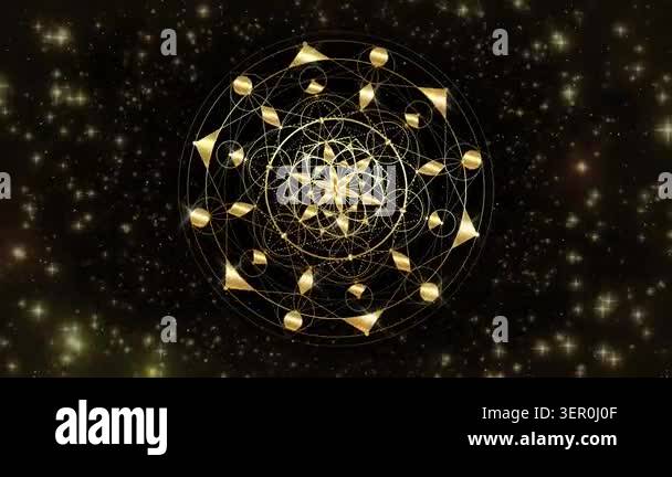 Video animation Flower of Life. Gold Sacred geometry. Loop footage of ...