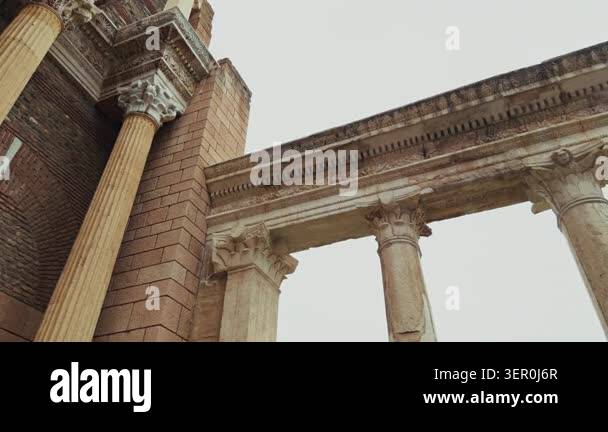 Majestic low angle shot of the ancient Roman Gymnasium ruins at the ...