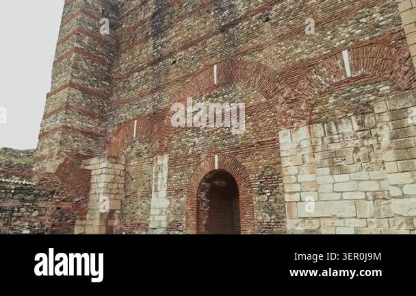 Majestic low angle shot of the ancient Roman Gymnasium ruins at the ...