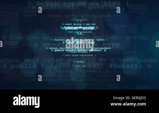 Abstract Digital Data Stream with Scrolling Computer Code and Binary ...