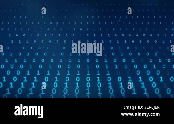Abstract Digital Binary Code Stream Flowing Across a Dark Blue ...