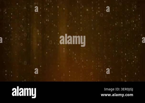 Abstract Digital Rain of Binary Code Falling on Dark Brown Background ...