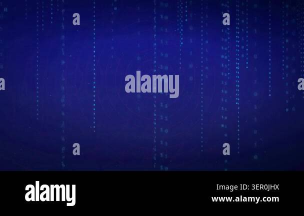 Abstract blue digital background with falling binary code and glowing ...