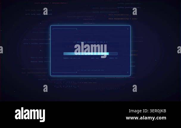 Digital Cyber Security Interface with Scrolling Code and Vulnerability ...