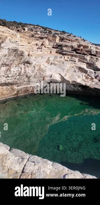 Coastline of Thassos island near Giola Natural Pool, East Macedonia and ...