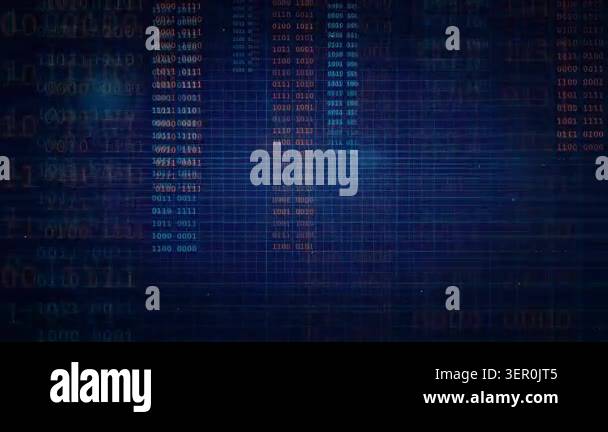 Abstract Digital Binary Code Background with Glowing Blue Data Streams ...