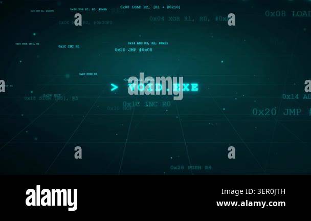 Digital Cyber Security Interface with Glitching Code and Void Exe Text ...