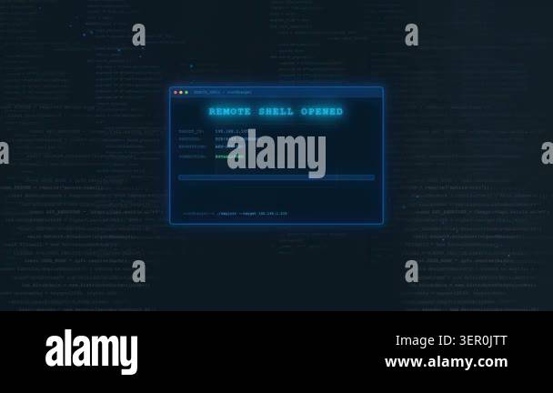Digital hacking interface with remote shell access and scrolling ...