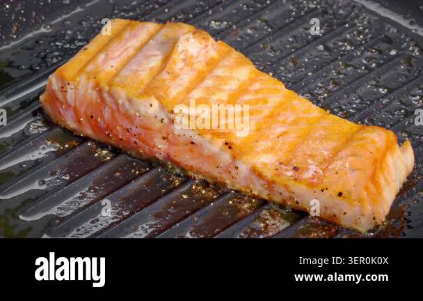 Golden Seared Salmon Fillet Closeup On Grill Crisp Caramelized Golden Seared Salmon Fillet Closeup On Grill Crisp Caramelized