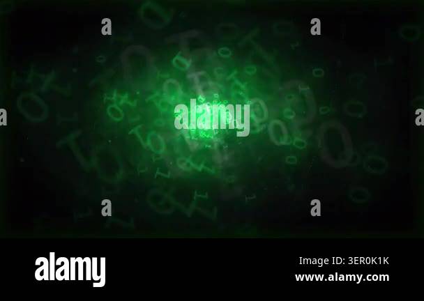 Abstract Green Binary Code Data Stream Flowing Through Dark Digital ...