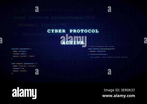 Digital Cyber Protocol Interface with Scrolling Computer Code and ...