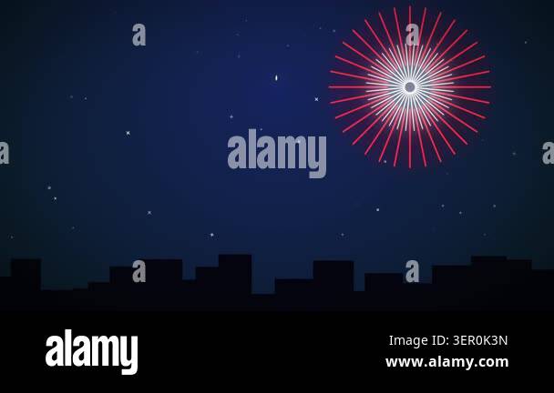 July 4th American Independence Day fireworks animation background Stock ...