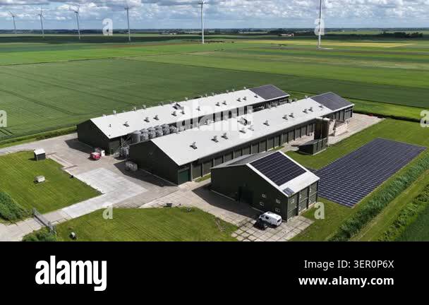 Impressive aerial perspective of a contemporary agricultural facility ...